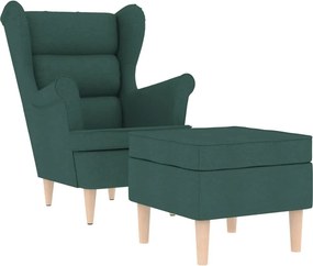 Křeslo s podnožkou tmavě zelené textil 3307994