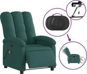 Elektrické masážní polohovací křeslo tmavě zelené textil 3204086