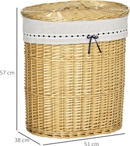 HOMCOM Koš na prádlo s víkem z proutí 100L 51x38x57cm Přírodní box na prádlo do ložnice a koupelny | Aosom.de