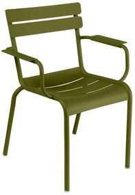OnaDnes -20% Zelená kovová zahradní židle Fermob Luxembourg s područkami - odstín pesto