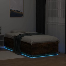 Rám postele s LED osvětlením kouřový dub 90 x 190 cm kompozit 3209664