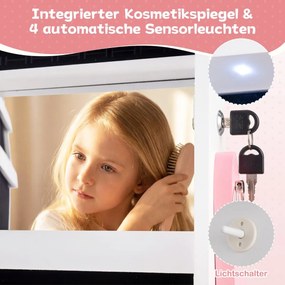Costway Dětská šperkovnice s osvětlením, stojící organizér na šperky