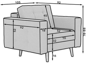 Eltap Křeslo Asgard 1F Materiál a barva potahu: Mat Velvet 75 - zelená