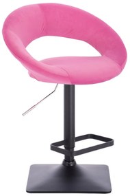 LuxuryForm Barová židle NAPOLI  VELUR na černé podstavě - růžová