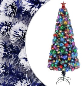 Umělý vánoční stromek s LED bílý a modrý 180 cm optické vlákno,  328457 HangarStore.cz
