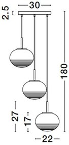 Nova Luce Závěsné svítidlo MAEVE čiré sklo bílá kabel mosazný zlatý kov E27 3x12W
