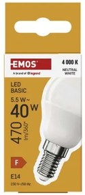 Emos lighting LED žárovka Basic Mini Globe / E14 / 5,5 W (40 W) / 470 lm / teplá bílá 1525741451