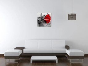 Gario Obraz s hodinami Červená růže Rozměry: 100 x 40 cm