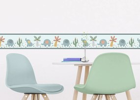 Dětská samolepící bordura na zeď Modří Sloni | 5 m x 13.8 cm | DWBD8505
