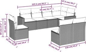 8dílná zahradní sedací souprava s poduškami černá polyratan 3251402