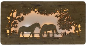 Li-Go "Koně" světelný obraz 230V 120x60cm provedení povrchu: dub světlý