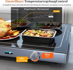 Costway Elektrický ohřívací tác s nastavitelnou teplotou ohřívače potravin