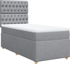 Box spring postel s matrací světle šedá 90x190 cm textil 3291142