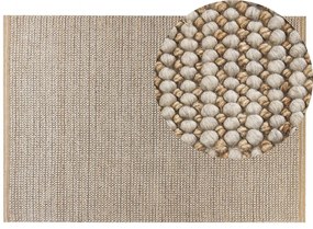 Vlněný koberec 140 x 150 cm béžový BANOO Beliani