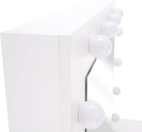 Toaletní stolek s LED osvětlením, bílá, LEDIO
