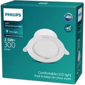 Philips Diamond bílá / Podhledové LED svítidlo / 1x3,5W / 300lm / 3000