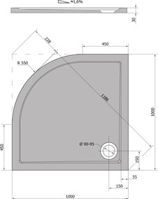 Polysan SERA 100 x 100 cm sprchová vanička 62111 litý mramor