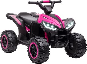 HOMCOM Dětský elektrický čtyřkolka 12V s funkcí vpřed, vzad, hudbou, USB připojením, klaksónem, LED světlomety 3-6 km/h pro děti 3-5 let Růžová | Aoso