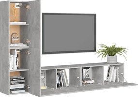 4dílný set TV skříněk betonově šedý dřevotříska 3079094