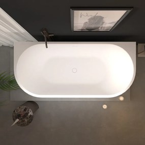 Erga Norah, volně stojící vana ke stěně 150x75 cm + odtoková zátka, bílá lesklá, ERG-Norah-150075-WH-WH