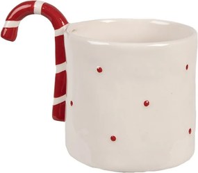Béžový keramický hrnek s cukrovou hůlkou Candy - 14*9*10 cm / 325 ml