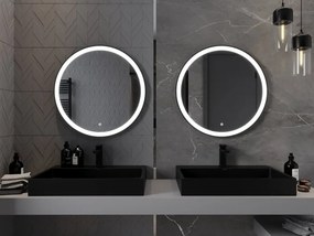 Mexen Esso koupelnové zrcadlo s podsvícením, kulaté 70 cm, LED 6000K, proti zamlžení, černý rám - 9825-070-070-611-70