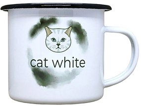 Super plecháček Smaltovaný hrnek plecháček s potiskem cat white Objem: 330 ml