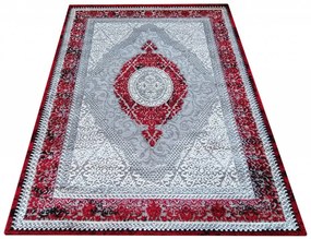 Kusový klasický koberec Angora 01 Luxusní červený šedý béžový Rozměr: 240x330 cm