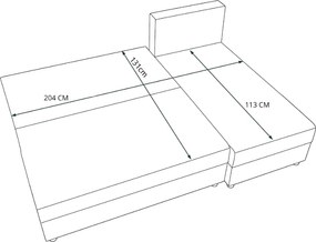 Rozkládací oboustranná sedací souprava do L VALERIO SLIM 200x140 cm, tmavě šedá/světle šedá + 2 polštářky ZDARMA