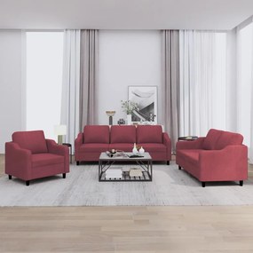 3dílná sedací souprava s poduškami vínová textil 3201776