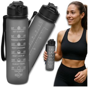 Camerazar Sportovní láhev TRESSARI 1000ml BPA FREE černá z pevného PC pro vodu a nápoje