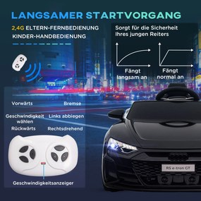 HOMCOM Dětské elektrické autíčko AUDI RS e-tron GT s dálkovým ovládáním, bezpečnostním pásem, klaksonem, hudbou a světlomety, do 5 km/h, pro děti od …