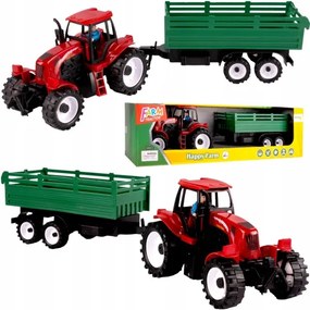 TRAKTOR FARMÁŘSKÝ 47cm S ODNÍMATELNÝM PŘÍVĚSEM + FIGURKA FARMÁŘE