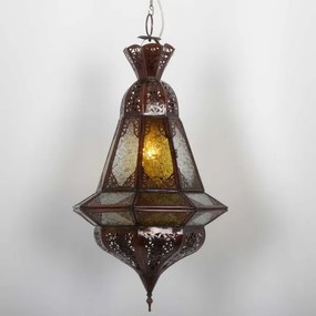 Marocká závěsná lampa Houta žluto-bíla