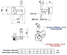 Sapho, RHAPSODY podomítková baterie s bidetovou sprškou, kulatá, chrom, 1209-07