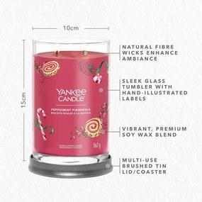 Yankee Candle vonná svíčka Signature Tumbler ve skle velká Peppermint Pinwheels 567g