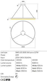 Redo Závěsné LED svítidlo Febe - kulaté, ø100cm Barva: Zlatá, Chromatičnost: 4000K