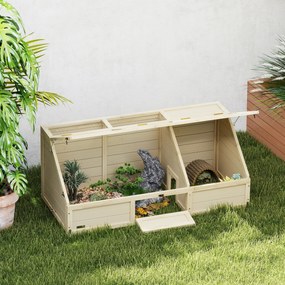 PawHut Krabička na želvy, venkovní výběh pro želvy, bezpodlahový design, snadno otevřitelné, dům pro želvy, přírodní