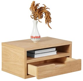 Benlemi Dřevěný závěsný noční stolek ve scandi stylu HYLLE přírodní Zvolte kvalitu dřeva: 1. Dubový masiv třídy A