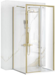 Rea Rapid Slide, 3-stěnný sprchový kout s posuvnými dveřmi 100(dveře) x 100(stěna) x 195 cm, 6mm čiré sklo, zlatý matný profil, KPL-04709