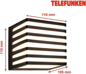 TF 321905TF TELEFUNKEN LED venkovní nástěnné svítidlo, voděodolné a prachotěsné, kostka, černá/bílá - BRILONER