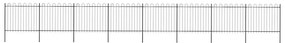 Zahradní plot s obloukem nahoře ocelový 1339 x 150 cm černý 277681