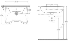 Bílé keramické umyvadlo 59x45,5 cm Handicap – Sapho