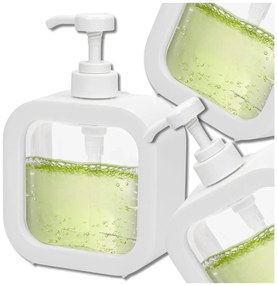Univerzální Dávkovač Tekutého Mýdla 500ml, Bílý s Průhledným Panelem, z Plastu