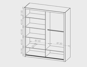 Šatní skříň 180 s posuvnými dveřmi Veria Barevné provedení: Bílá