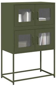 Skříň highboard olivově zelená 68x39x107 cm ocel