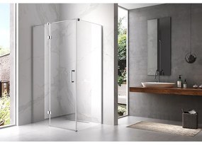 BPS-koupelny Obdélníkový sprchový kout HYD-OK02B 100x80 chrom/transparent + vanička HYD-OSV-ST03A bílá