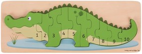 Bigjigs Toys Vkládací puzzle krokodýl s čísly