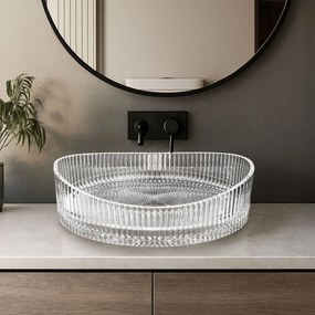 Rea Harper, skleněné umyvadlo na desku 500x370x140 mm, čirá, REA-U8525