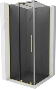 Mexen Velar, sprchový kout s posuvnými dveřmi 110 x 110 cm, 8mm šedé sklo, zlatá matná, 871-110-110-41-55